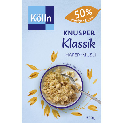 EDEKA24 | Kölln Knusper Klassik Hafer-Müsli 50% weniger Zucker 500G